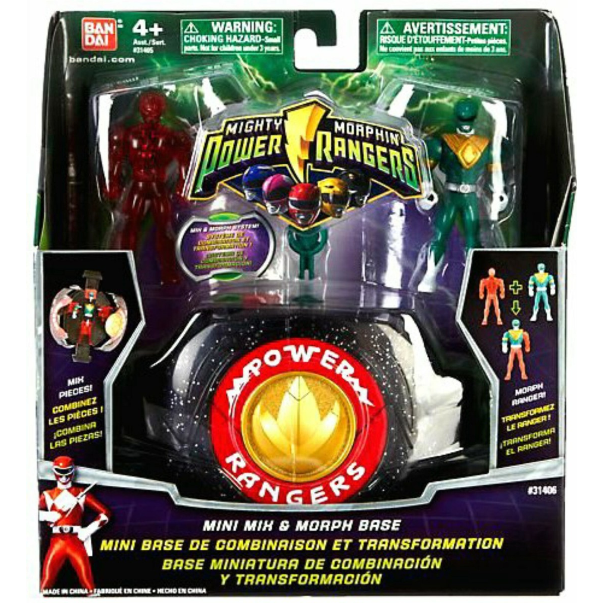 Mighty Morphin Power Rangers Mini Mix & Morph Base w Red & Green Range ...